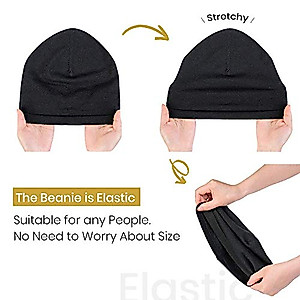 LilySilk 100% Silk Knitted Slouchy Beanie Breathable Thin Women Men Stretch Skull Cap Soft Comfortable (Black, Normal Women Size)