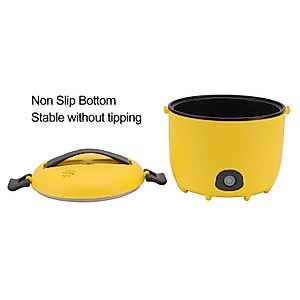 3 Cups Small Rice Cookers, 2L Portable Mini Rice Cooker for 2-3 People, Tiny Electric Grain Cooker for Home Dormitory,Yellow (US)