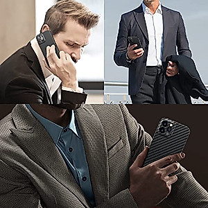 memumi 𝟮𝟬𝟮𝟮 𝐍𝐄𝐖 Real Carbon Fiber Case for iPhone 13 Pro Max, Sturdy Durable Carbon 0.5 mm Thin Cover for iPhone 13 Pro Max Aramid Fiber Skin Case with Military-Grade Drop Protection Black