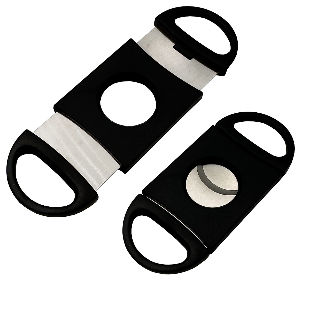 Guillotine Cigar Cutter - Double Blade Cigar Clipper - Stainless Steel Dual Bladed - Ultra-Sharp Straight Cut - Portable Black Plastic Cutters (10 Pack)