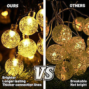 DING.PAI Solar Outdoor String Lights, Waterproof Solar Lights Outdoor with 80 LED Crystal Lamp Beads 8 Switching Modes for Garden Yard Porch Wedding Party Decor (Warm Yellow, 40FT)