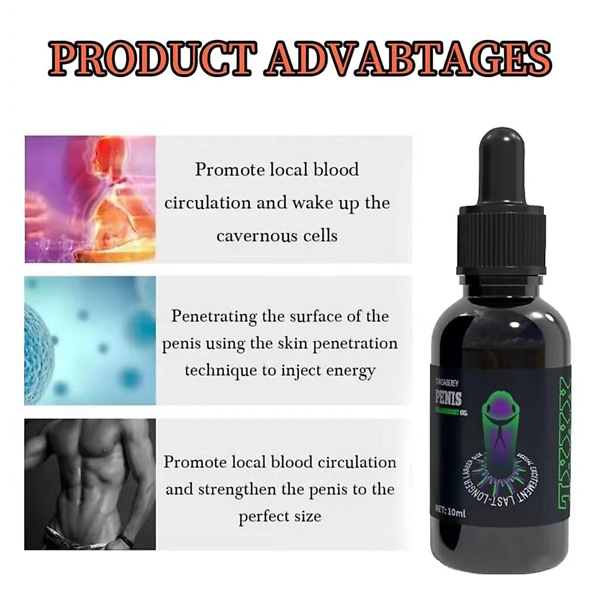 Enlargement Oil for Men, Body Area Massage Enlarge Oil, Growth and Thickening, 0.34 Fl Oz by Tonisaberey (Pack of 1)