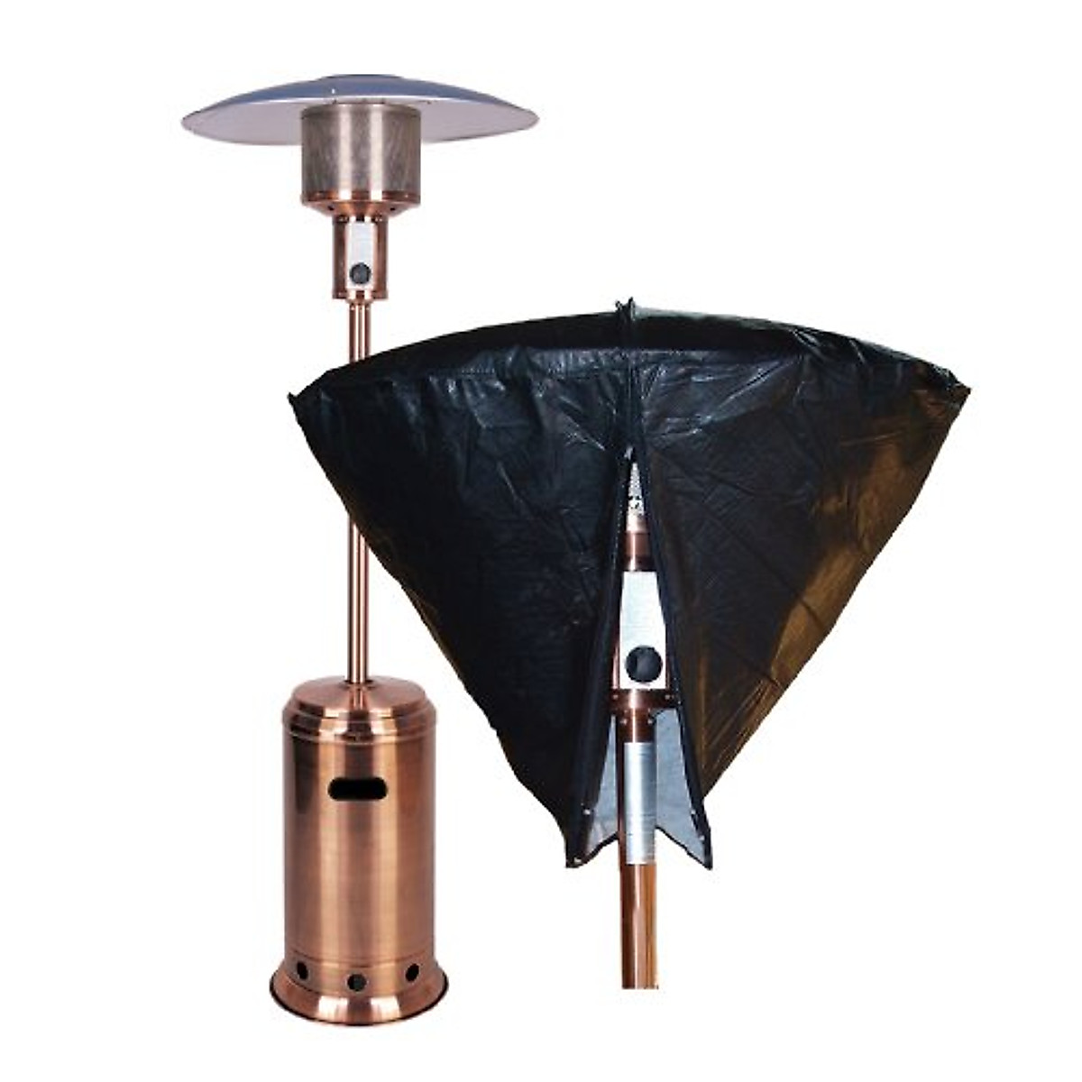 Fire Sense 02054 Outdoor Vinyl Head Cover For Fire Sense LPG Patio Heaters Heavy Duty 10 Gauge Felt Lined Waterproof Weather Resistant With 32" Reflectors - Black