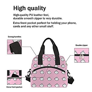 Cute Bunny Insulated Lunch Bag for Women Teen Girls Pink Kawaii Rabbit Large Cooler Thermal Lunch Box Durable Leakproof Tote Bag with Shoulder Strap for Work School Office Travel Meal Prep Bag