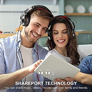 OneOdio Over Ear Headphone, Wired Bass Headsets with 50mm Driver, Foldable Lightweight Headphones with Shareport and Mic for Recording Monitoring Podcast Guitar PC TV - (Red)