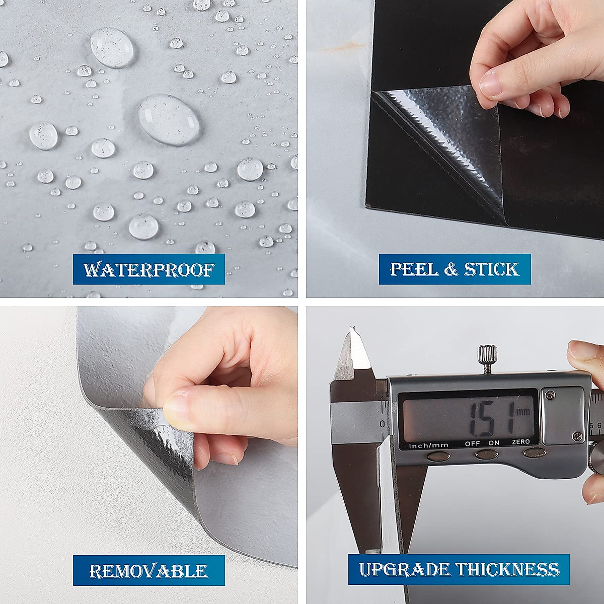 FunStick 30 Pack Peel and Stick Floor Tile Waterproof 12 x 12 Inch Grey Gold Marble Vinyl Flooring Peel and Stick for Bathroom Floor Tile Stickers Kitchen Laundry Room Bedroom Garage Laminate Flooring