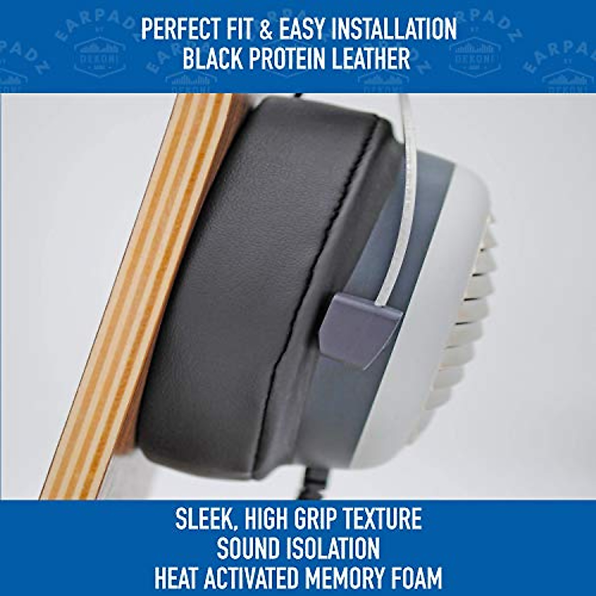 Earpadz Replacement for Beyerdynamic DT990, DT770, Custom One Pro, AKG K240 Earpads, Protein Leather Headphone Cushions (Midnight, Black, 1 Pair)