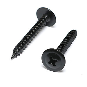 Pro Bamboo Kitchen 50pcs Black Round Head Self Tapping Philips Screw #8x1-1/4" Carbon Steel Truss Head Tapping Screw with Washers for Computers and Other Electronic Products