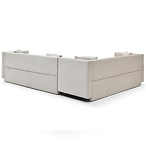 FANYE 2PCS Contemporary Sofa Sets Vertical Channel Velvet Tufted Sofa&Couch Include 3 Seaters CouchX2, L-Shaped Corner Sectional W/Gold Metal Strip Decor for Apartment Office Living Room Sets