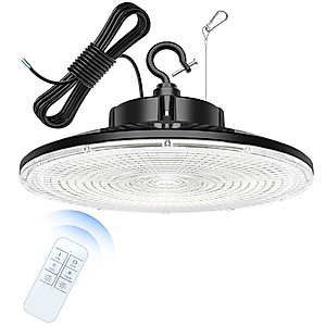 200W UL/DLC Listed LED High Bay Light Remote Control Dimmable Extra Bright Large 30,000Lm 5000K IP65 Waterproof LED UFO Warehouse Shop Bay Lights AC100-277V