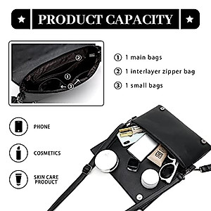 KUANG! Black Dark Punk Style Shoulder Bag Pu Leather Wristlets Clutch Purse Fashion Rivets Handbags