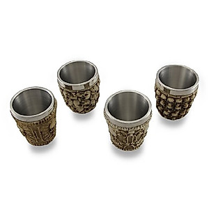 Things2Die4 Set of 4 Human Skull Themed Shot Glasses, Brown, One Size