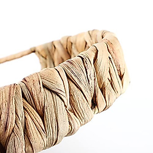 YRMT Water Hyacinth Serving Tray Round Woven Tray with Handles Boho Decorative Tray for Breakfast, Coffee, Table, Dining 13" x 13" x 2.3"