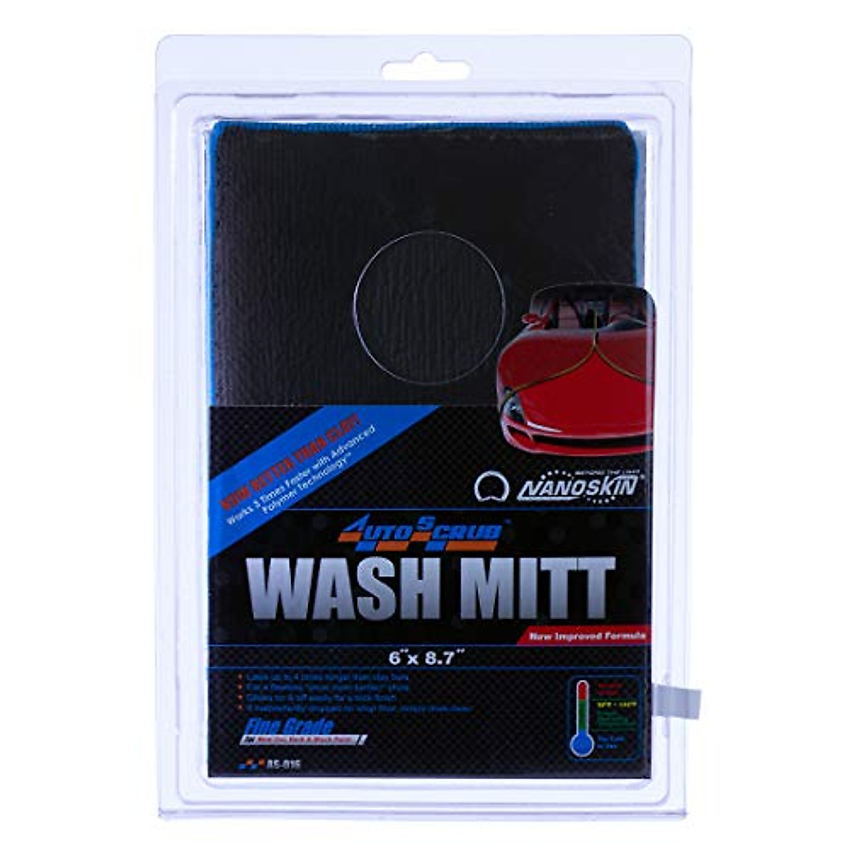 Nanoskin AUTOSCRUB Fine Grade Wash Mitt,Weft Knitted Microfiber [AS-016] Blue, 6" x 8.7"