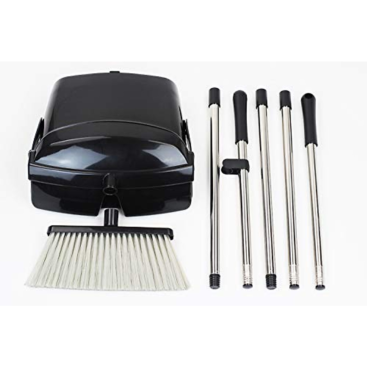 Broom and Dustpan Set Commercial Long Handle Sweep Set and Lobby Broom Upright Grips Sweep Set with Broom for Home Kitchen Room Office and Lobby Floor Dust Pan & Broom Combo Black