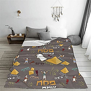 VJXZVJ Happy Traditional Jewish Passover Throw Blanket for Couch Sofa Bed, Cozy Warm Bedding Blanket Blankets 80"x60"