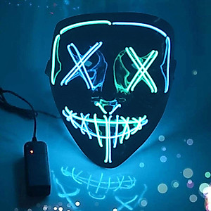 AnNido Halloween Mask LED Light Up Mask Halloween Scary Cosplay Mask for Festival Parties Costume