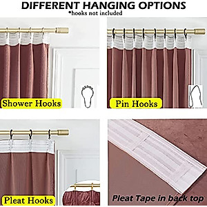 Timeper Mauve Velvet Curtains - Wild Rose Pink Light Blocking Bedroom Curtains 96 inches for Kids Gilrs, Back Tab Luxury Curtains for Dining/Nursery, W52 x L96, 2 Panels