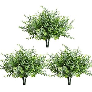 THE BLOOM TIMES 18 Pack Artificial Greenery Stems Fake Greenery Boxwood Picks Faux Plants Outdoor UV Resistant for Farmhouse Home Garden Patio Wedding Indoor Outside Decor in Bulk Wholesale