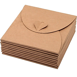 25Pcs Retro Brown Kraft Paper CD DVD Sleeves Envelopes DVD Cardboard Storage Cases Keepers Holder with Heart Button for CD/DVD Packaging or Store