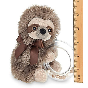 Bearington Baby Lil' Speedy Plush Stuffed Animal Sloth Shaker Rattle Ring Rattle, 5.5 inches