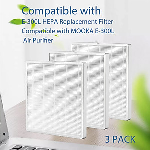 Ontheone E-300L True HEPA Replacement Filter Compatible with MOOKA and MOOKA FAMILY E-300L Air Cleaner Purifier for Large Room, True HEPA Filter 2 Pack