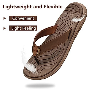 KuaiLu Women's Non-Slip Casual Flip Flop Comfort Sport Thong Sandals for Summer Beach Khaki