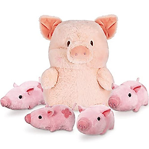 Zomiboo 5 Pcs Pig Baby Plush Cute Stuffed Animal Toy Set, Mini Pig Stuffed Animal Stuffed Pig Plush for Baby Shower Birthday Party Favors Gifts, Students Classroom Prizes, 4 inches