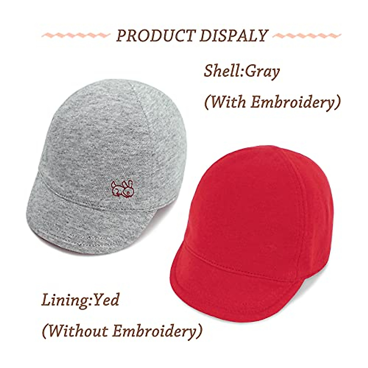 Keepersheep Baby Reversible Baseball Cap Infant Sun Hat, Shell Embroidery Cotton (Gray-New Size, 6-12 Months)