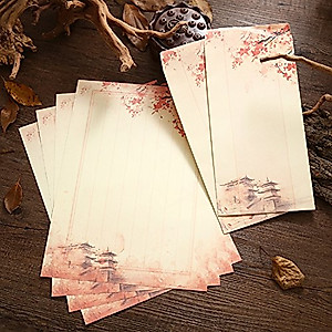 SCStyle 16 Cute Retro Envelopes 8.46 x 4.33 Inches 32 Lovely Kawaii Special Design Chinese Style Stationery Writing Letter Paper 10.2 x 7.3 Inches,Stationary Paper and Envelopes Set