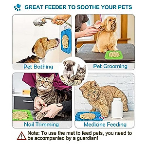 Lesipee Licking Mat for Dogs & Cats 2 Pack, Slow Feeder Lick Pat, Anxiety Relief Dog Toys Feeding Mat for Butter Yogurt Peanut, Pets Supplies Bathing Grooming Training Calming Mat (Blue&Green)