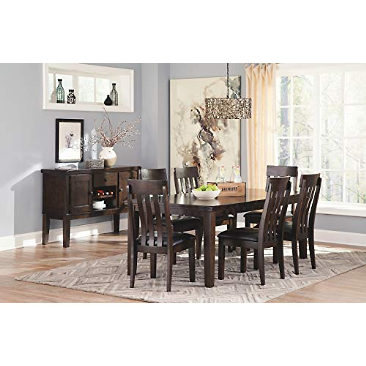 Signature Design by Ashley Haddigan Traditional Rectangular Dining Extension Table, Seats up to 8, Dark Brown
