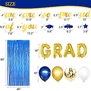 2022 Graduation Party Decorations-Blue and Gold We Are So Proud Of You Banner, Congrats Grad Balloon Foil Curtain Backdrop Party Supplies, Photo Prop for Indoor Outdoor Home High School, College