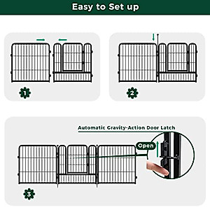FXW Decorative Garden Metal Fence Temporary Animal Barrier for Yard, 14 Panels+2 Gates, 33'(L)×24"(H), Black