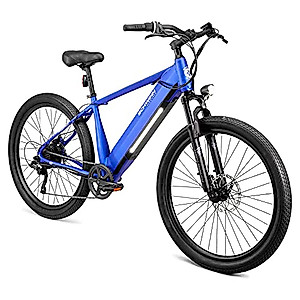 Schwinn Marshall Electric Hybrid Bike for Adults, Large/X-Large Step-Over Aluminum Frame, 250W Motor, 7 Speed, 27.5-Inch Wheels, Blue