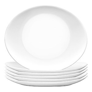 Bormioli Rocco Prometeo 12.5" Opal Glass Steak Plates, White, Set of 12