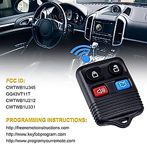 Pilida Keyless Entry Remote Clicker Control Replacement Fit for Escape Focus Fusion Mustang Taurus Explorer| Lincoln| Mercury| 4 Button Car Key Fob CWTWB1U345 Pack of 2