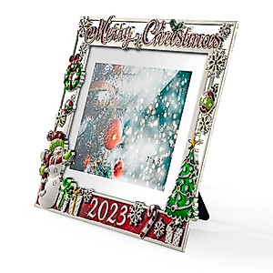 Mulumu 2023 Christmas Decorations Photo Frame 5x7 Snowflake Christmas Metal Photo Display Photo Frames with High Definition Glass Front Gift Ideas Tabletop Home Decorative (Snowman 2023)