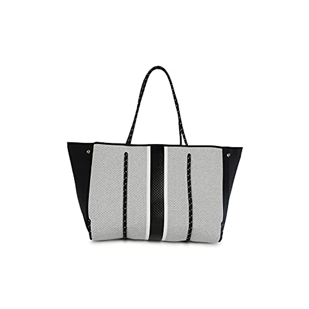 Haute Shore-Greyson Dash Neoprene Tote Bag w/Zipper Wristlet,Heather Marle W/White and Black Stripe