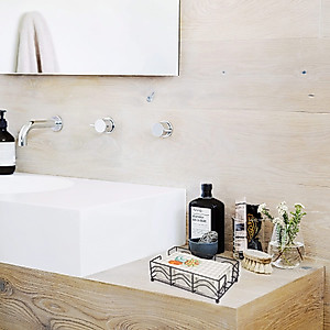 Ebristar Guest Towel Napkin Holder, Elegant Disposable Paper Hand Towel Holder, Modern Black Napkin Holder Storage Tray, Sturdy Guest Towel Holder Tray for Bathroom Kitchen Dining Table - Rectangle