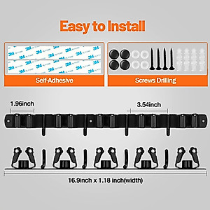 Didoee 3 Pcs Mop and Broom Holder Wall Mount Stainless Steel Wall Mount Self Adhesive Heavy Duty Garage, Broom and Laundry Room Organizer and Storage