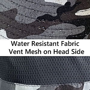 UPF 50+ Sun Fishing Hat for Men Women Wide Brim Hat with Detachable Face Cover & Neck Flap Grey Camo