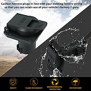 7-Foot 7-Pin Trailer Wiring Harness Extension with Connector, 5Th Wheel 7 Pin Connector, 7-Foot Vehicle-Side Truck Bed 56070 Compactible with Chevy, Dodge, Ford, GMC, Nissan, Ram, Toyota Balck