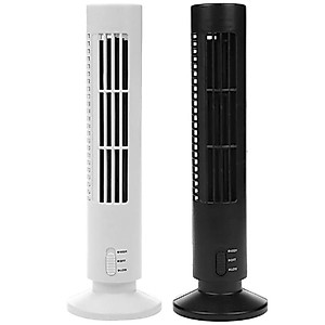 Gonetre Portable Air Cooler Vertical Bladeless Fan USB Desktop Air Conditioner Fan Mini Cooling Tower Fan for Home Office (Black)
