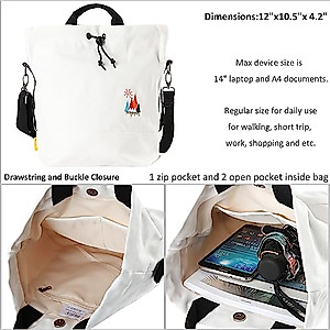 Women Casual Canvas Shoulder Bags, Sunshine Embroidery Cross Body Bag Top Handbag (White)
