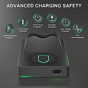 Wireless Charging Station for Multiple Devices, 5 in 1 Fast Qi Charging Dock Station with 10W Max Wireless Charger and 4 USB Ports,Quick Charger PD 3.0 20W for iPhone/iPad/Samsung/Android (Black)