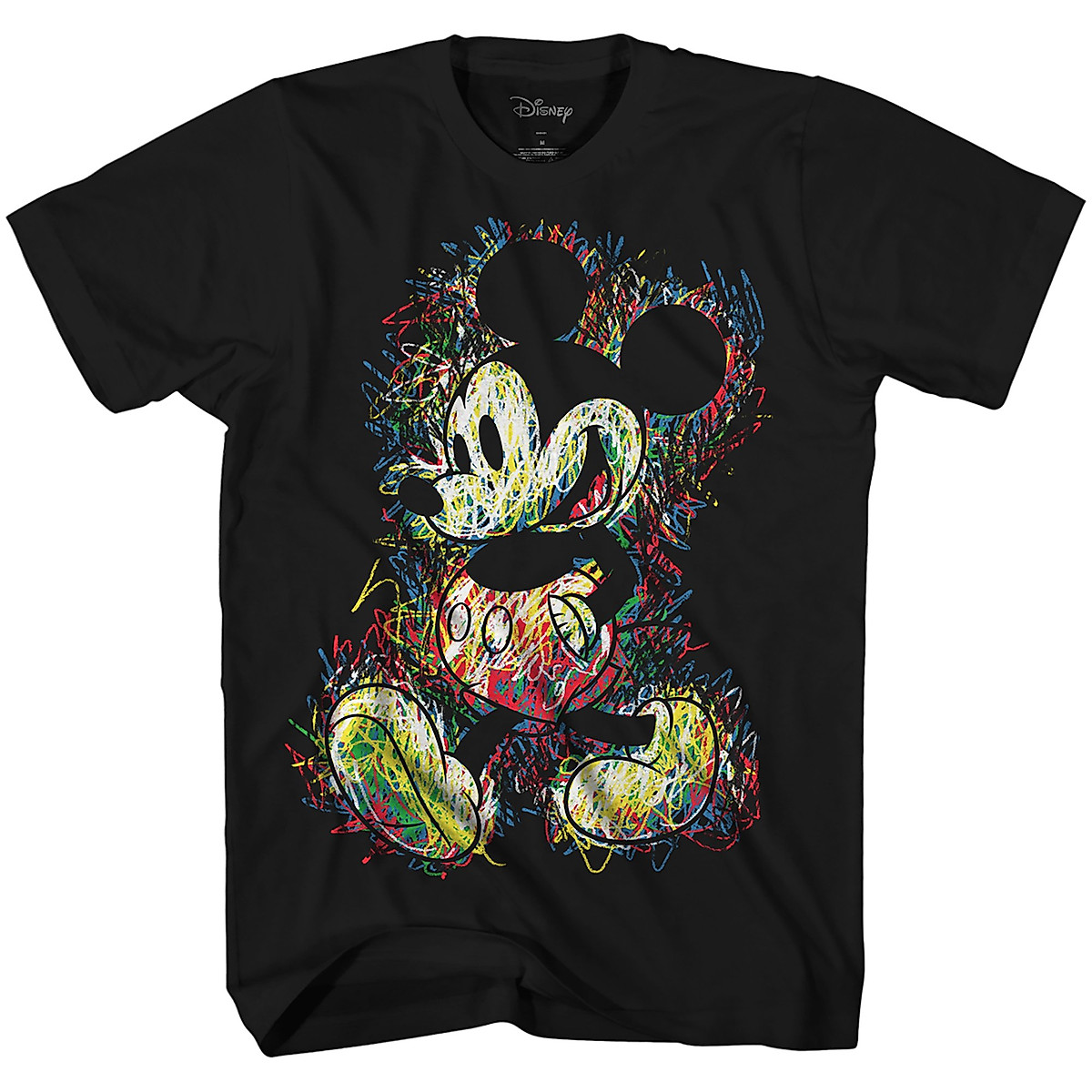 Disney Mickey Mouse Camiseta Camisa para Hombre Adulto Men T-Shirt Graphic Tee Tshirt for Adult Tee Clothing Extra Large Scribbles Disneyland World (Black, X-Large)