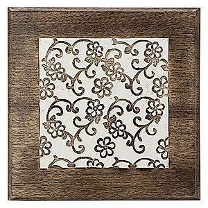 SAVON Wooden Step Stool Small Footstool footrest Table White Flowers