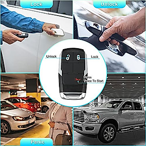 X AUTOHAUX Replacement Keyless Entry Remote Car Key Fob GQ4-76T 433Mhz for Ram 2500 3500 4500 5500 2019 2020 2021 3 Buttons with Door Key