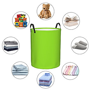 Green Yellow Lime Laundry Basket Waterproof Foldable Laundry Hamper with Durable Handle Circular Dirty Clothes Storage Basket for Living Room Bedroom Bathroom